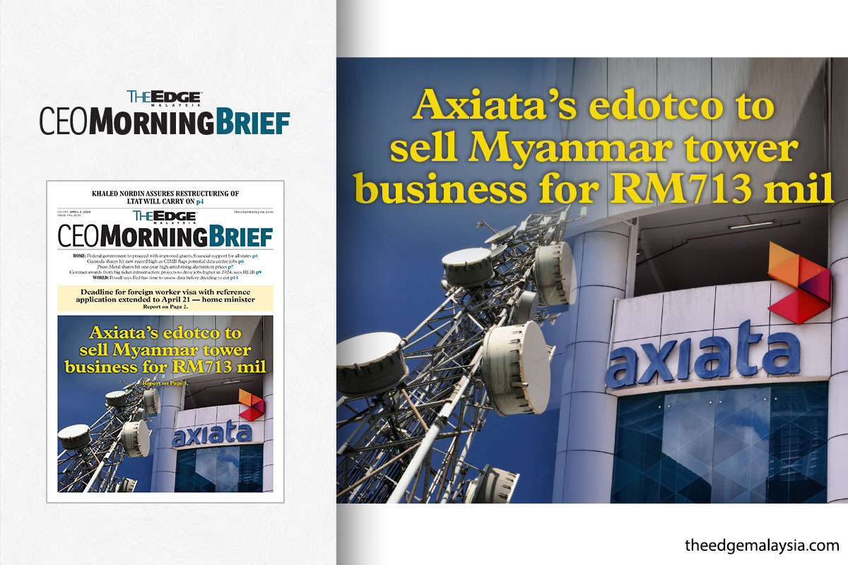 Axiata's edotco to sell Myanmar tower business for RM713m