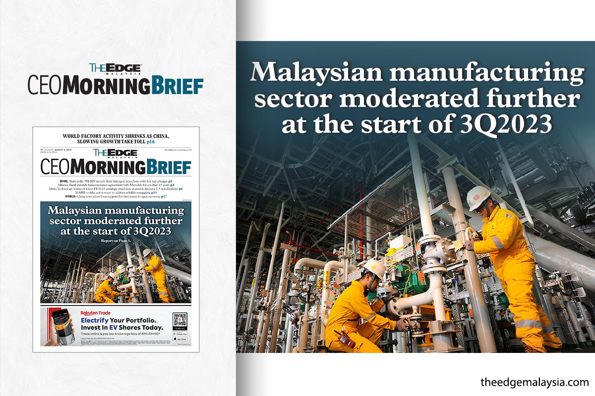 Malaysian manufacturing sector moderated further at the start of 3Q2023