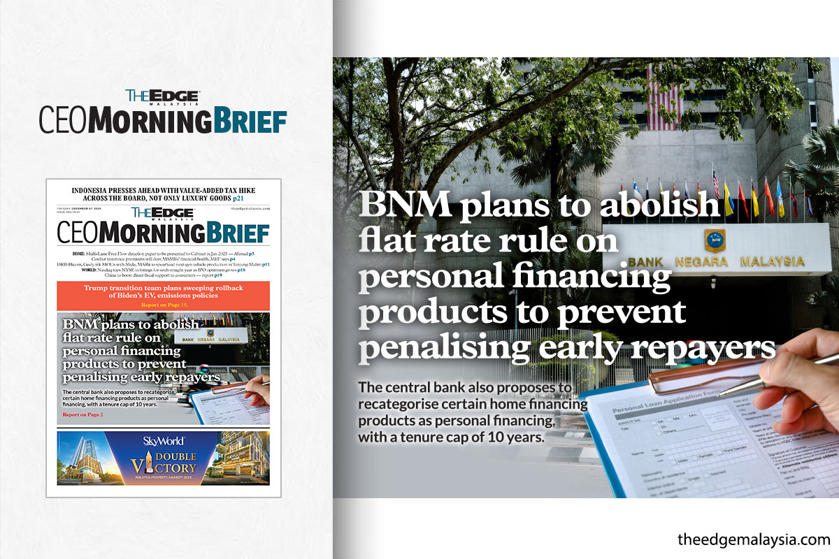 BNM plans to abolish flat rate rule on personal financing products to prevent penalising early ...