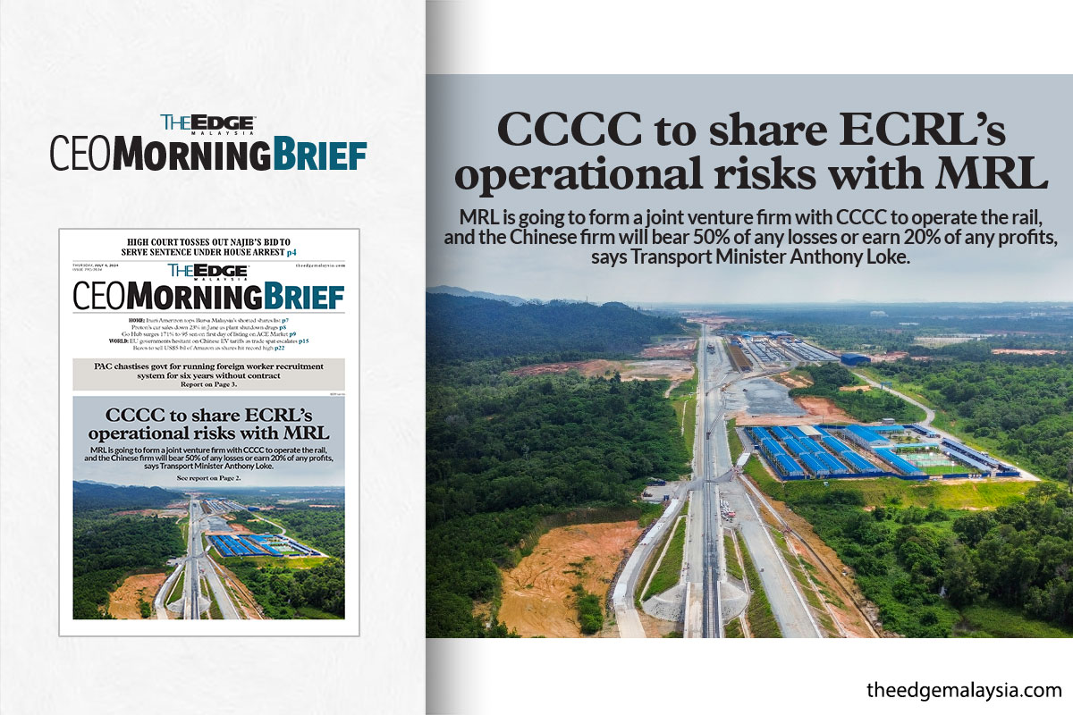 CCCC to share ECRL's operational risks with MRL