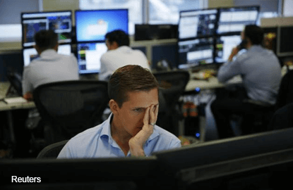 Stocks fall on Fed concerns; U.S. oil jumps 8.8 pct